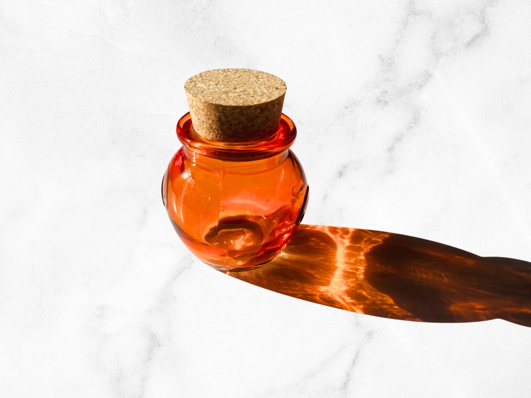 Small Ball Shape Orange Glass Jar With Cork | 1.2 Oz, 36 Ml | Mini ...