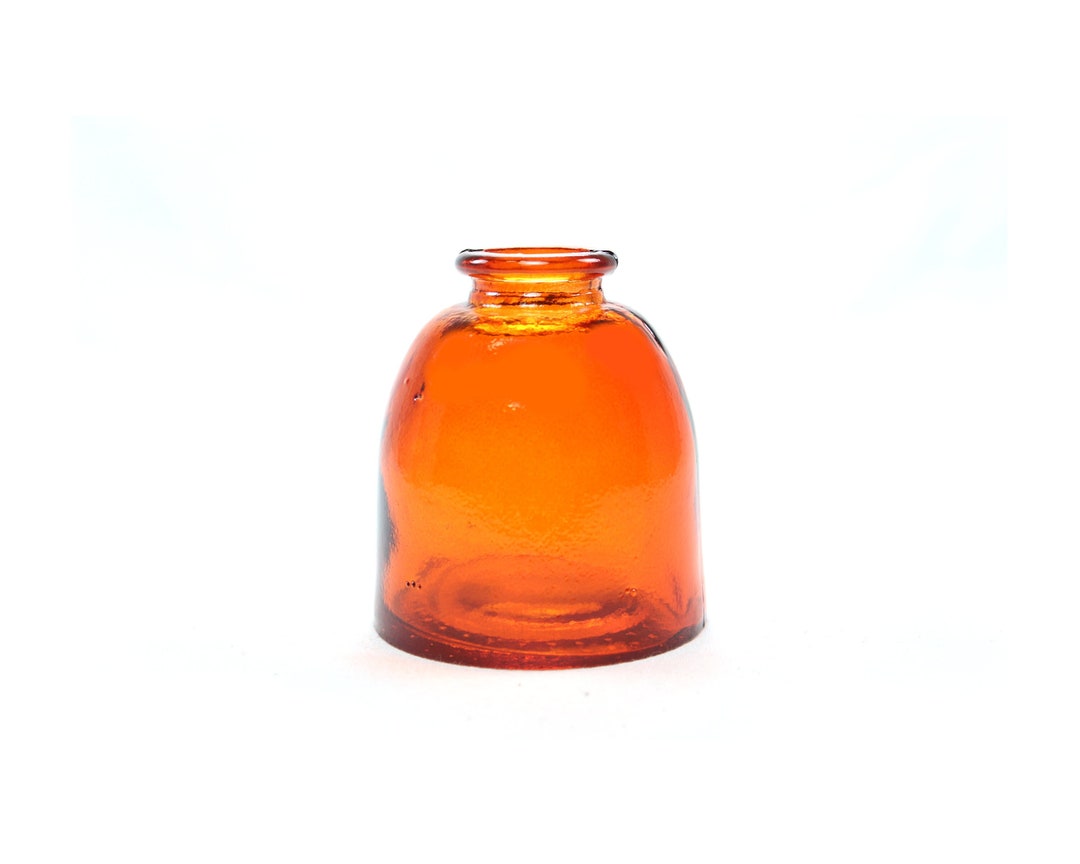 Orange Round Glass Bottle 6 Oz. | Round Orange Recycled Glass | Orange ...