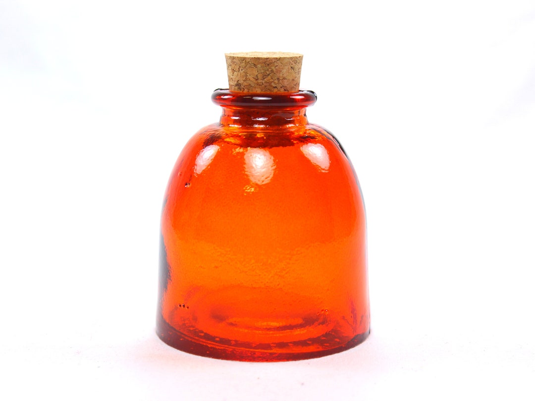 Orange Round Glass Bottle 6 Oz. With Cork | Round Orange Recycled Glass ...