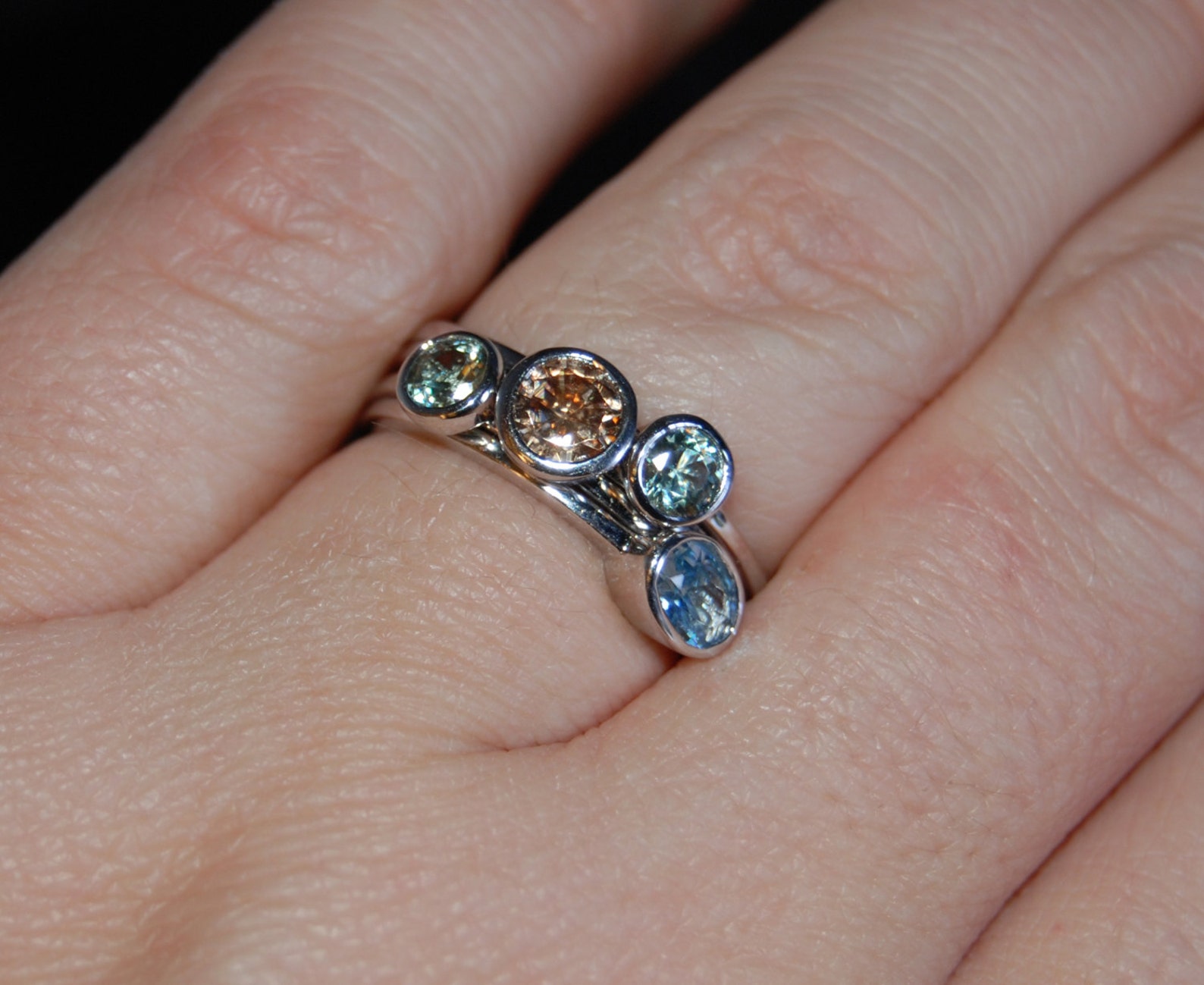 Stacking Vintage Bezel Set Round Green Peridot Rings - Etsy