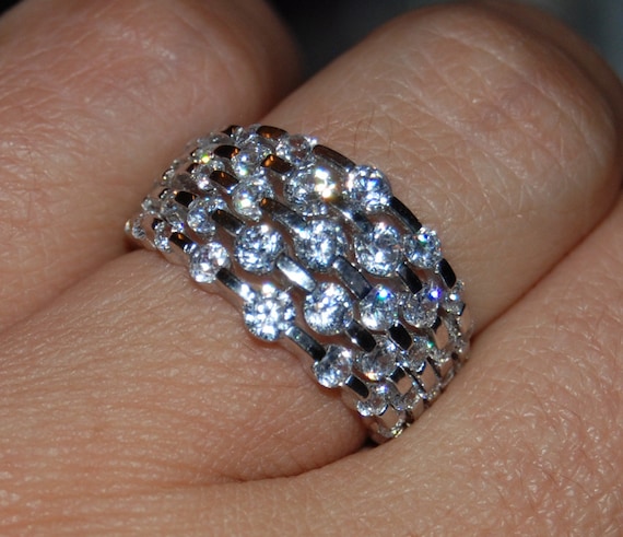 Sterling Silver Vintage Retro Mod Modernist Large Bold CZ | Etsy