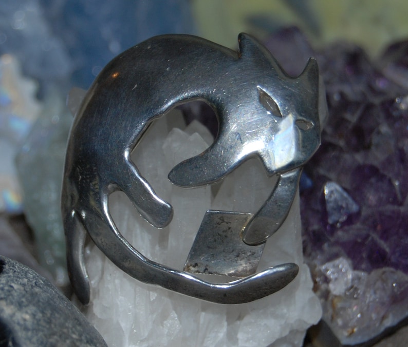 Vintage Sterling Silver Kitty Cat Feline Rough Modernist - Etsy