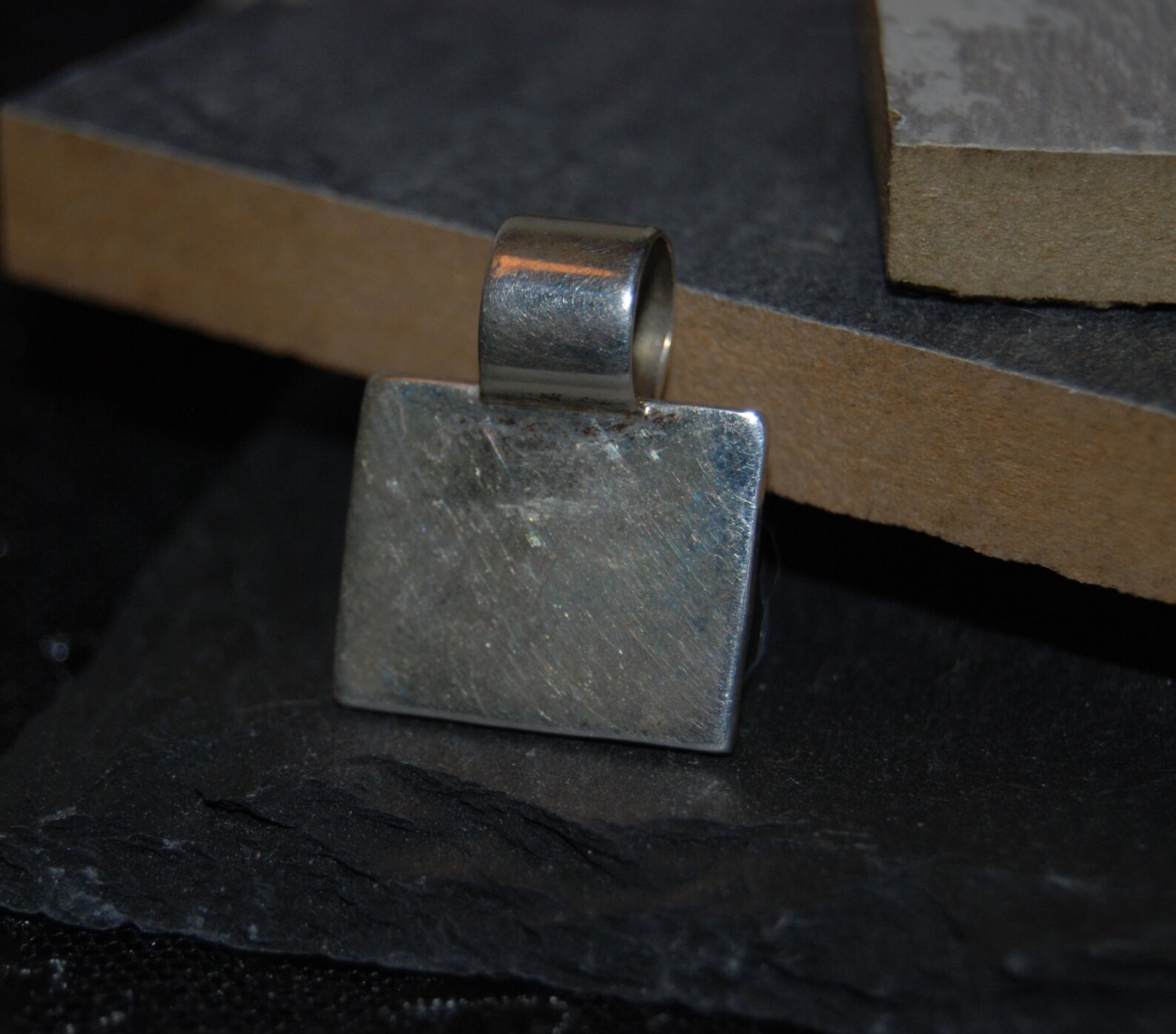 Vintage Sterling Silver Flat Rectangle Engravable Pet Tag Dog Cat ID ...