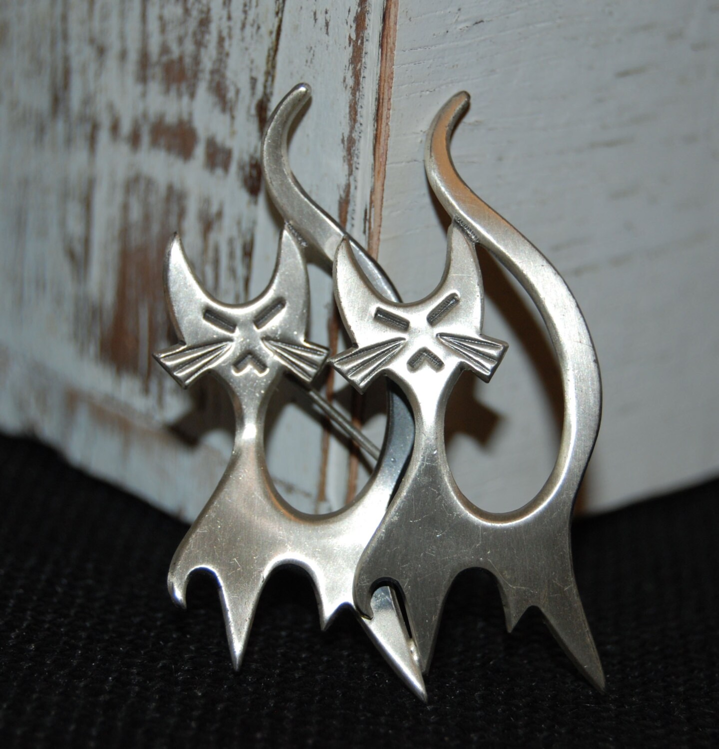 Vintage Sterling Silverdesigner Beau Double Kitty Cat Feline | Etsy