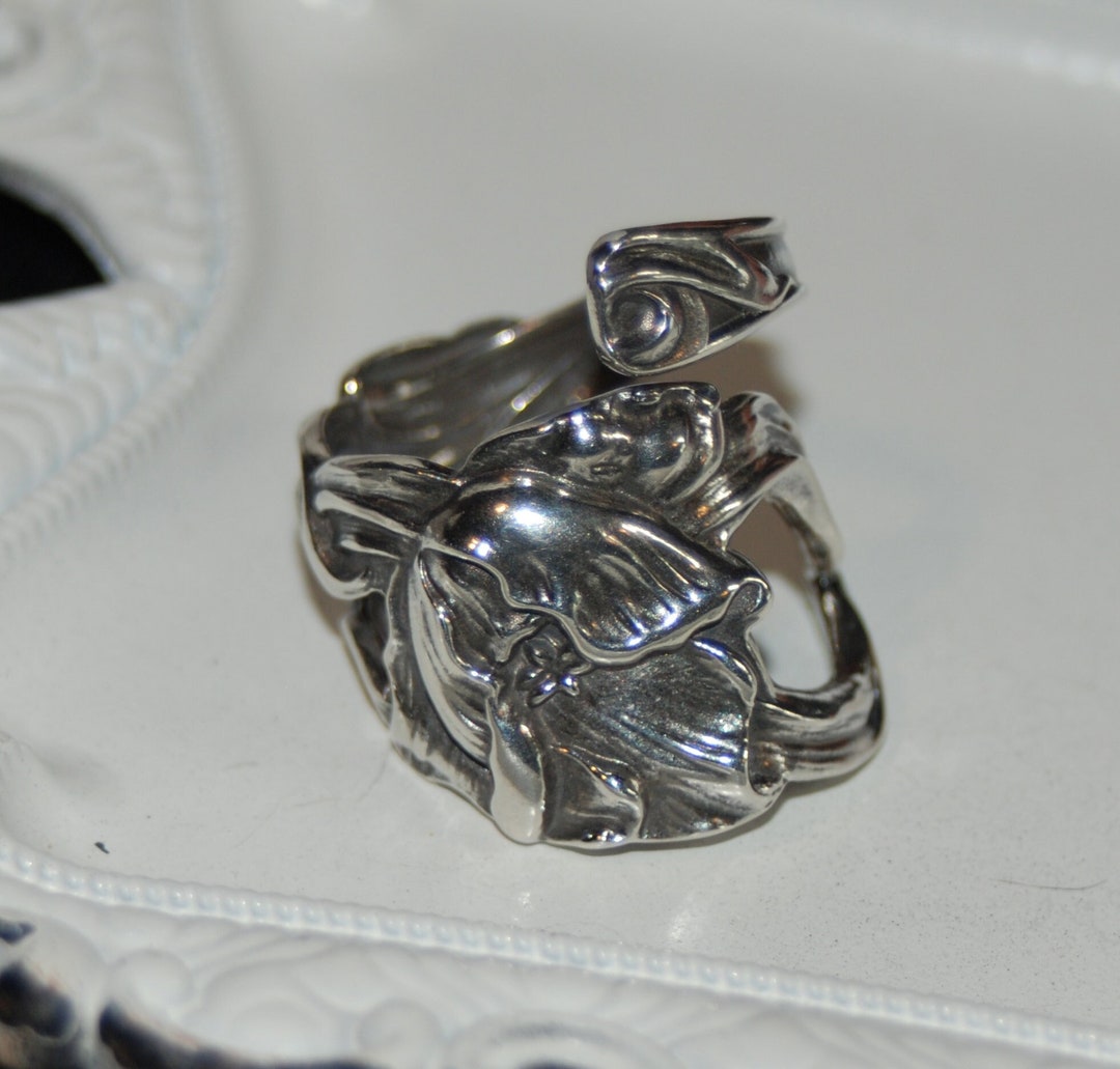 Vintage Sterling Silver Spoon Wrap Ring Sterling Cut Out Pierced ...