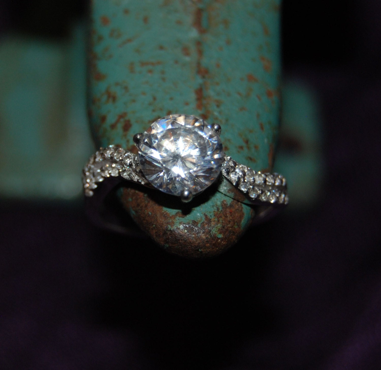 Vintage Round Stone Pave Set Swirled Band CZ Sterling - Etsy Singapore