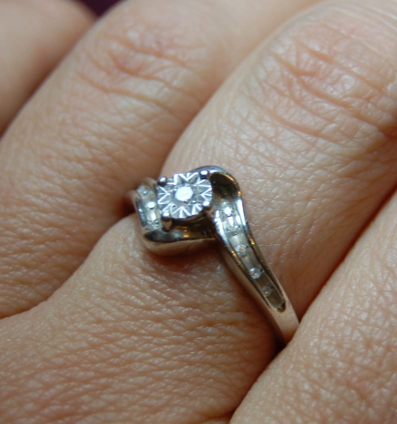 Vintage Princess Illusion Mid Century Princess Diamond 925 Sterling ...