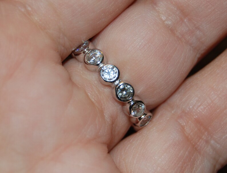 Classic Bezel Set Round Eternity Ring 925 Sterling Clear White - Etsy