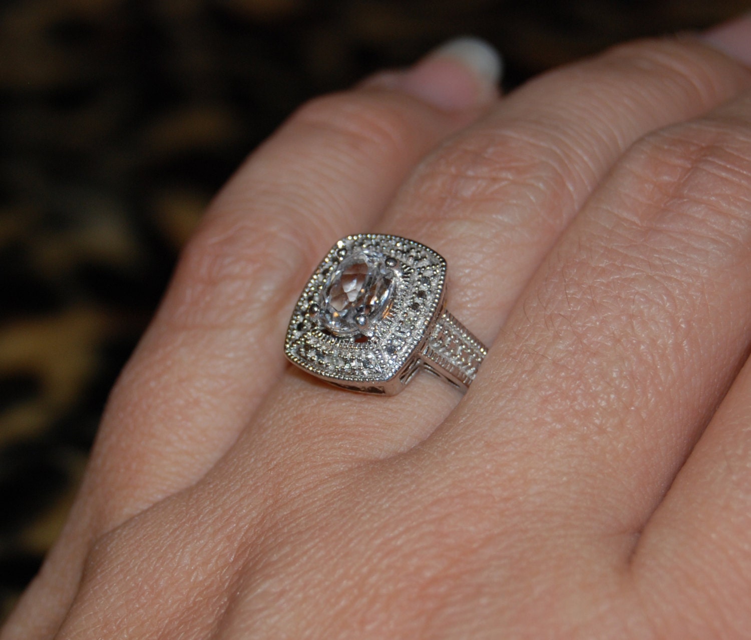 Vintage Princess Oval Cut CZ 925 Sterling Multi Stone Bold Engagement ...
