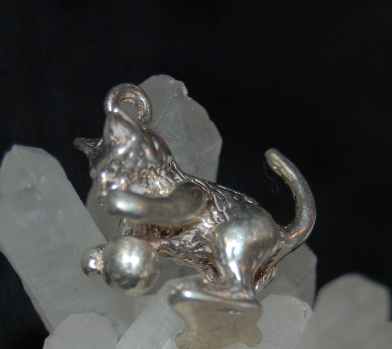 Vintage Detailed Classic Sterling Silver Cat Playing with Ball | Etsy
