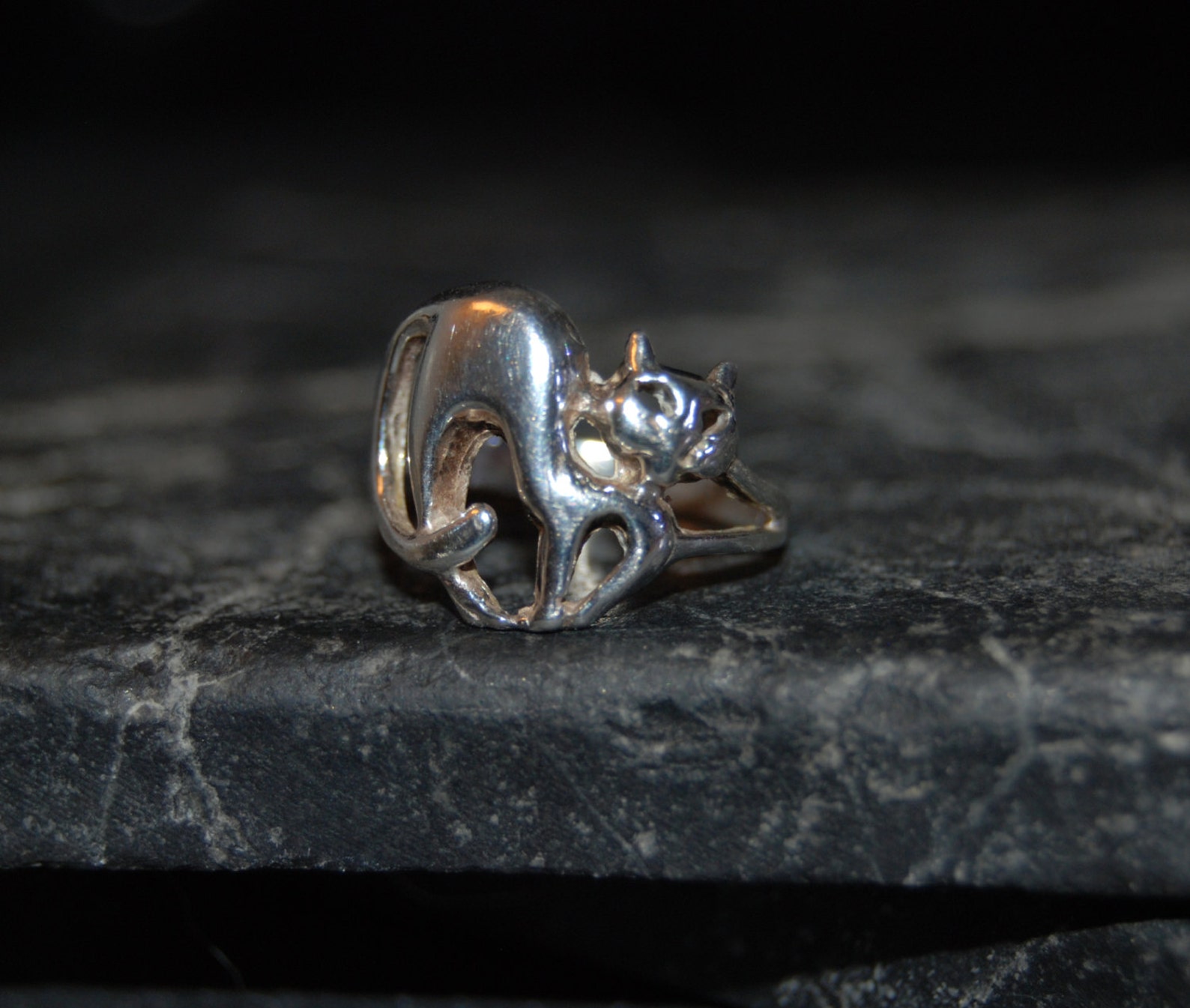 Retro Vintage Bubble Sterling Silver Kitty Cat Feline Ring | Etsy