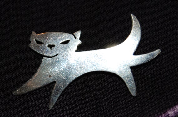 Vintage Mod Cute Sterling Silver Kitty Cat Feline - Etsy