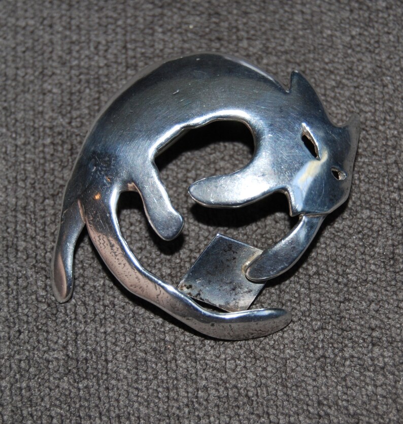 Vintage Sterling Silver Kitty Cat Feline Rough Modernist - Etsy