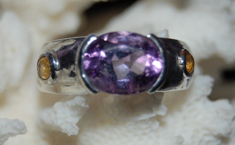 Sterling Silver Vintage Retro Mod Modernist Bezel Set Oval Purple ...
