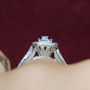 Vintage Princess Illusion Mid Century Princess Diamond 925 Sterling ...