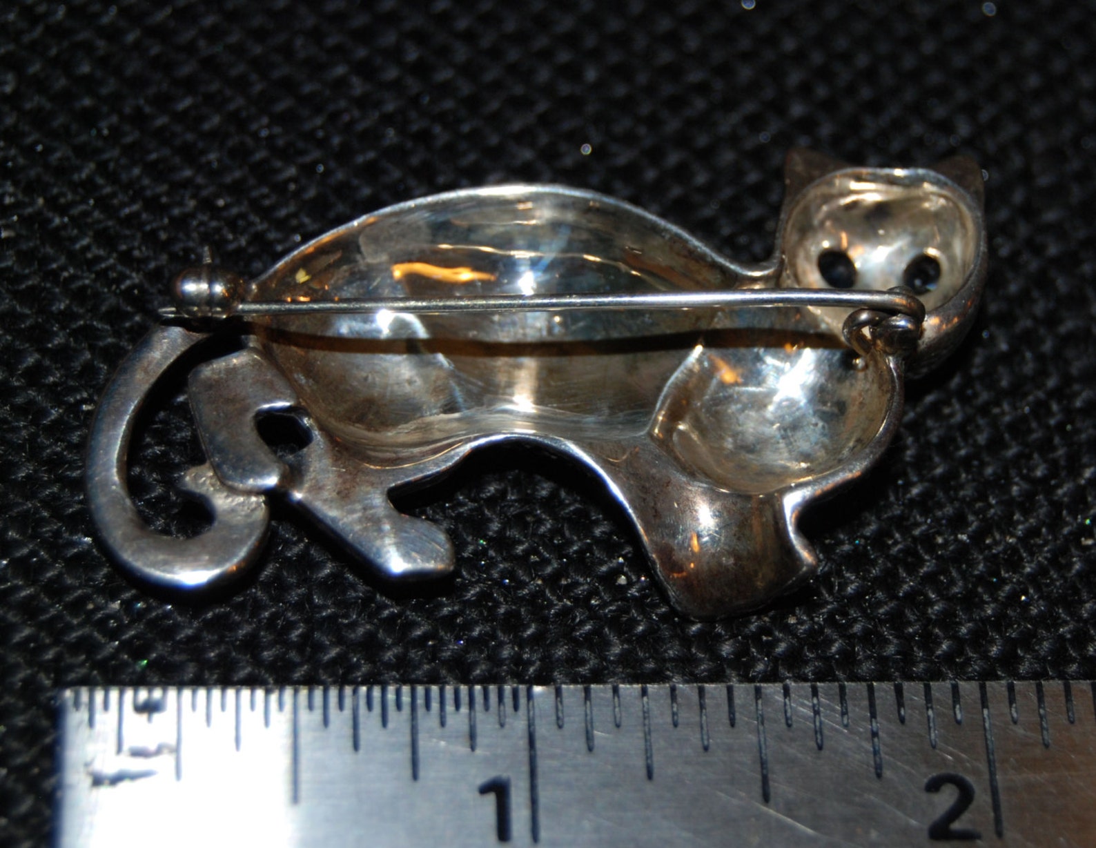 Vintage Sterling Silver Kitty Cat Feline Big Blue Sapphire Eyed ...