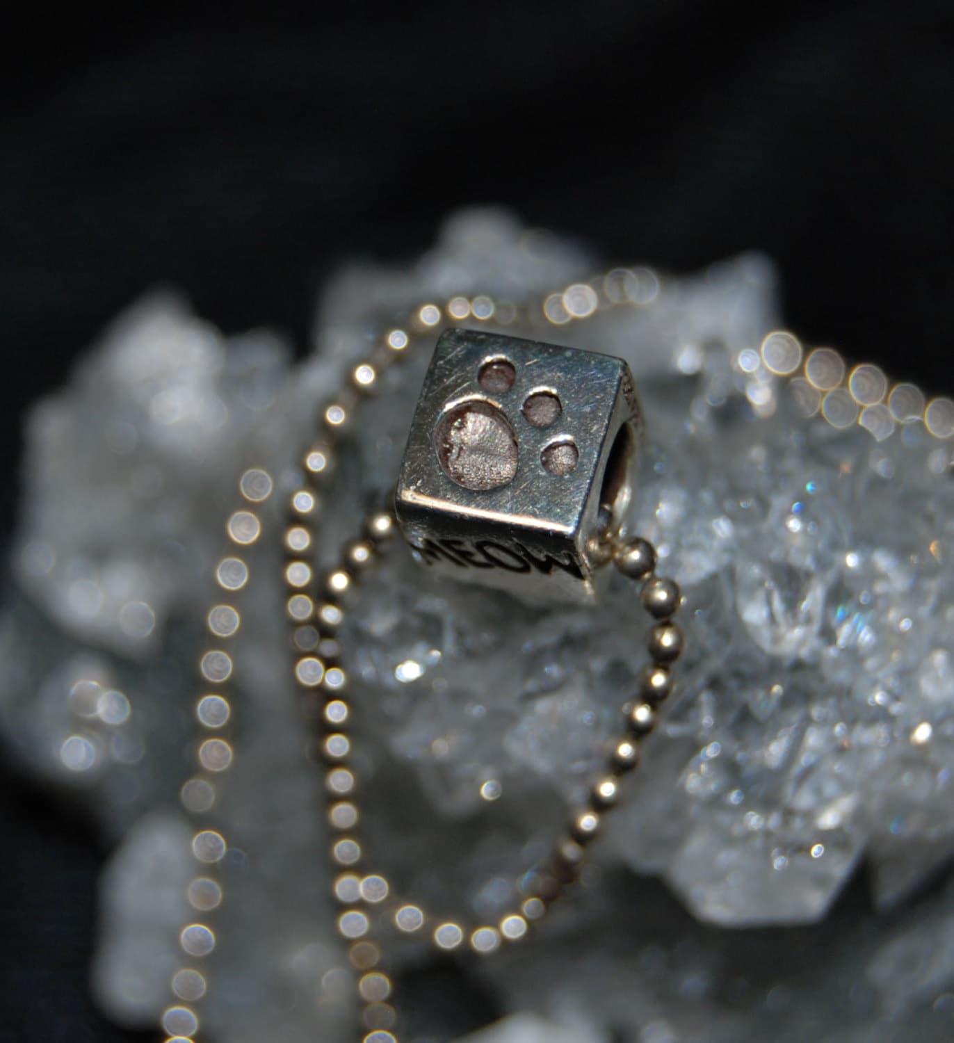 Vintage Necklace European Bead Style Block with Cat Face Heart | Etsy