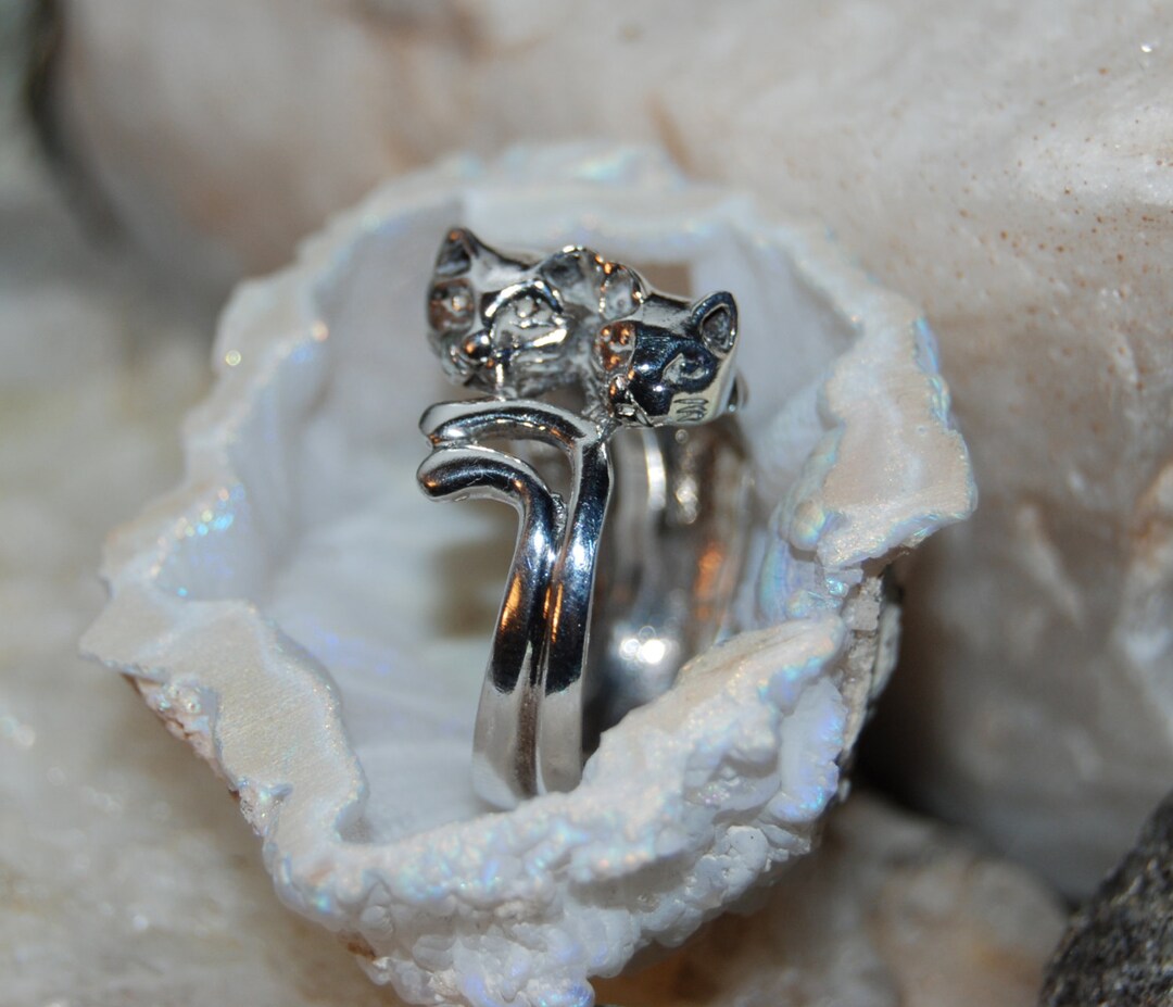 Kitty Double Trouble Duo Cats Climbing Wrap Around 2 Tail Vintage ...