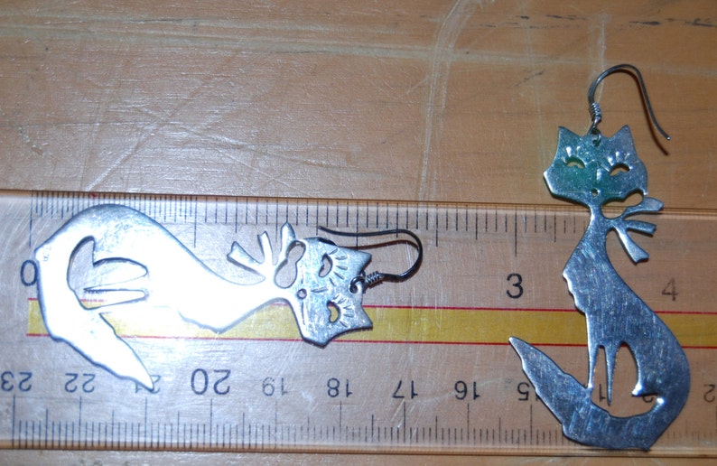 Kitty Cat Cut Out Eyelashes and Bow Girly Feline Earrings Sterling #BKC ...