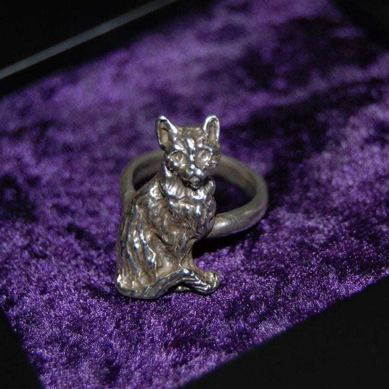 Sterling Silver Cat Ring - Etsy