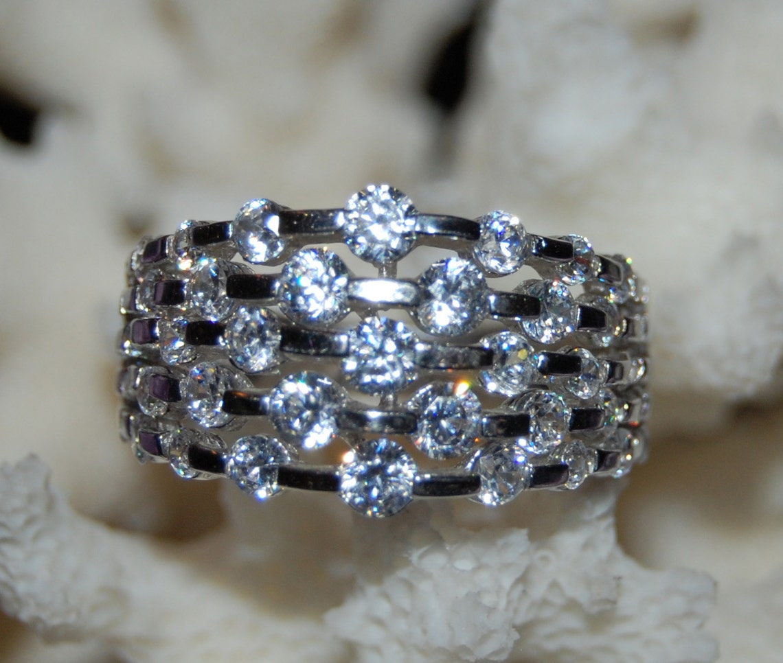 Sterling Silver Vintage Retro Mod Modernist Large Bold CZ - Etsy