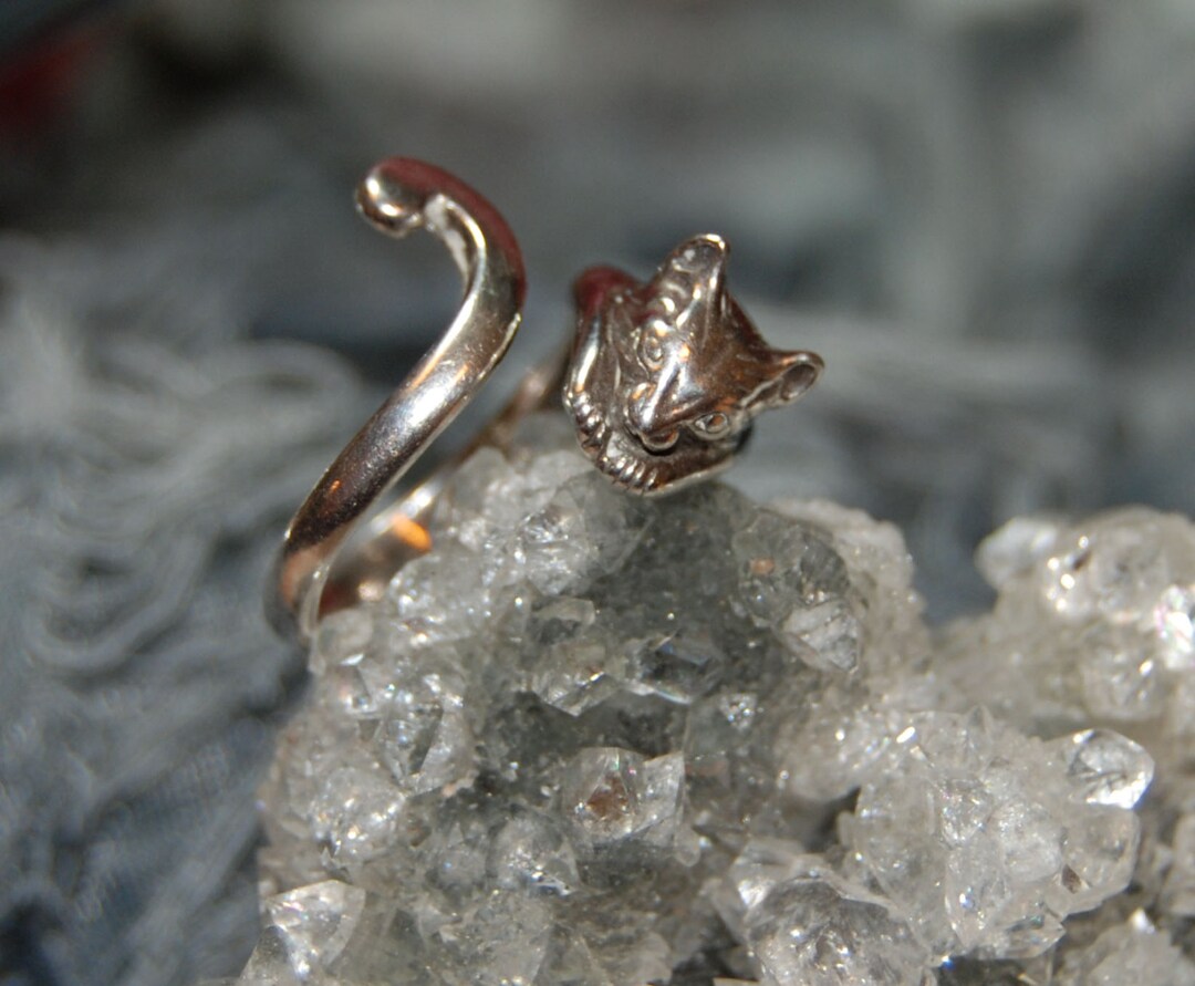 Vintage Sterling Silver Kitty Cat Climbing Wrap Ring 925 - Etsy
