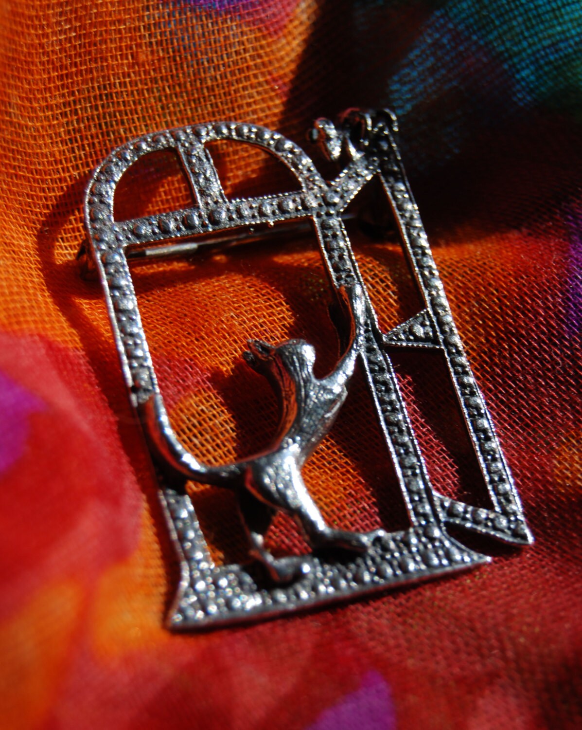 Milgrain Vintage Sterling Silver Bad Kitty About to Catch a | Etsy