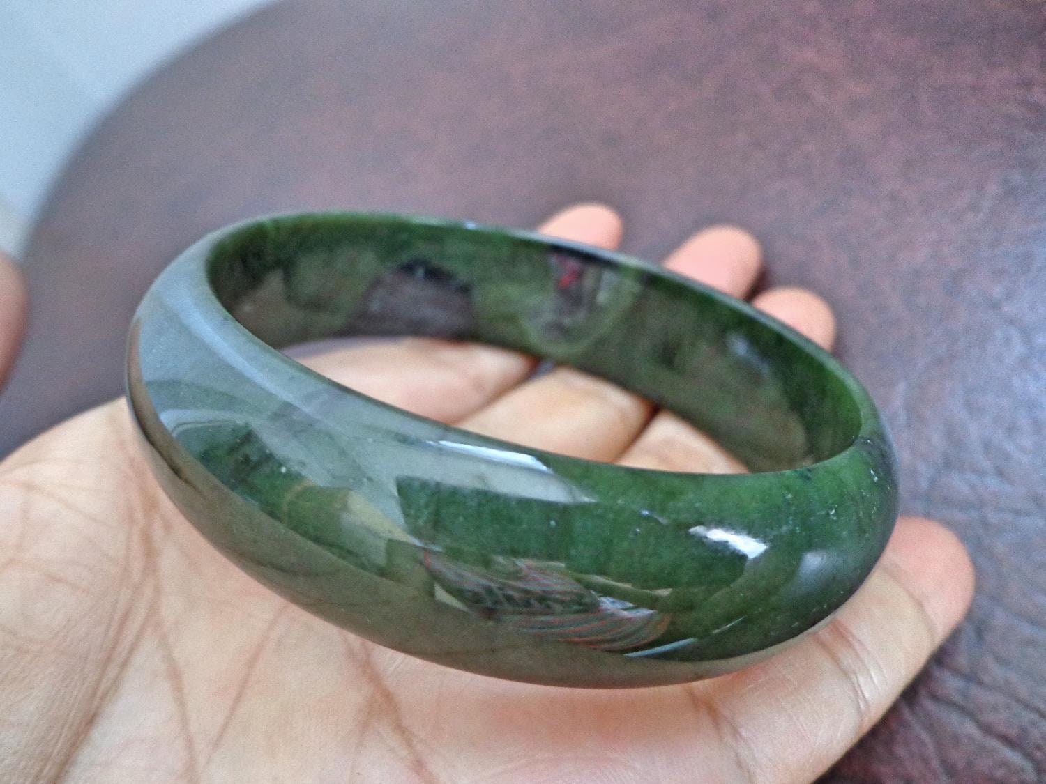65 Mm Nephrite Jade D Bangle Bracelet. S328 - Etsy