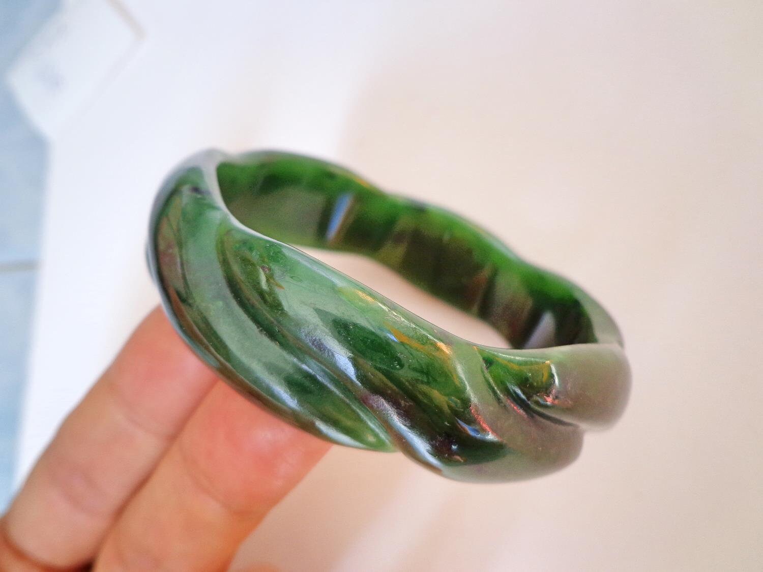 61 mm Nephrite jade wave bangle bracelet. S151 | Etsy