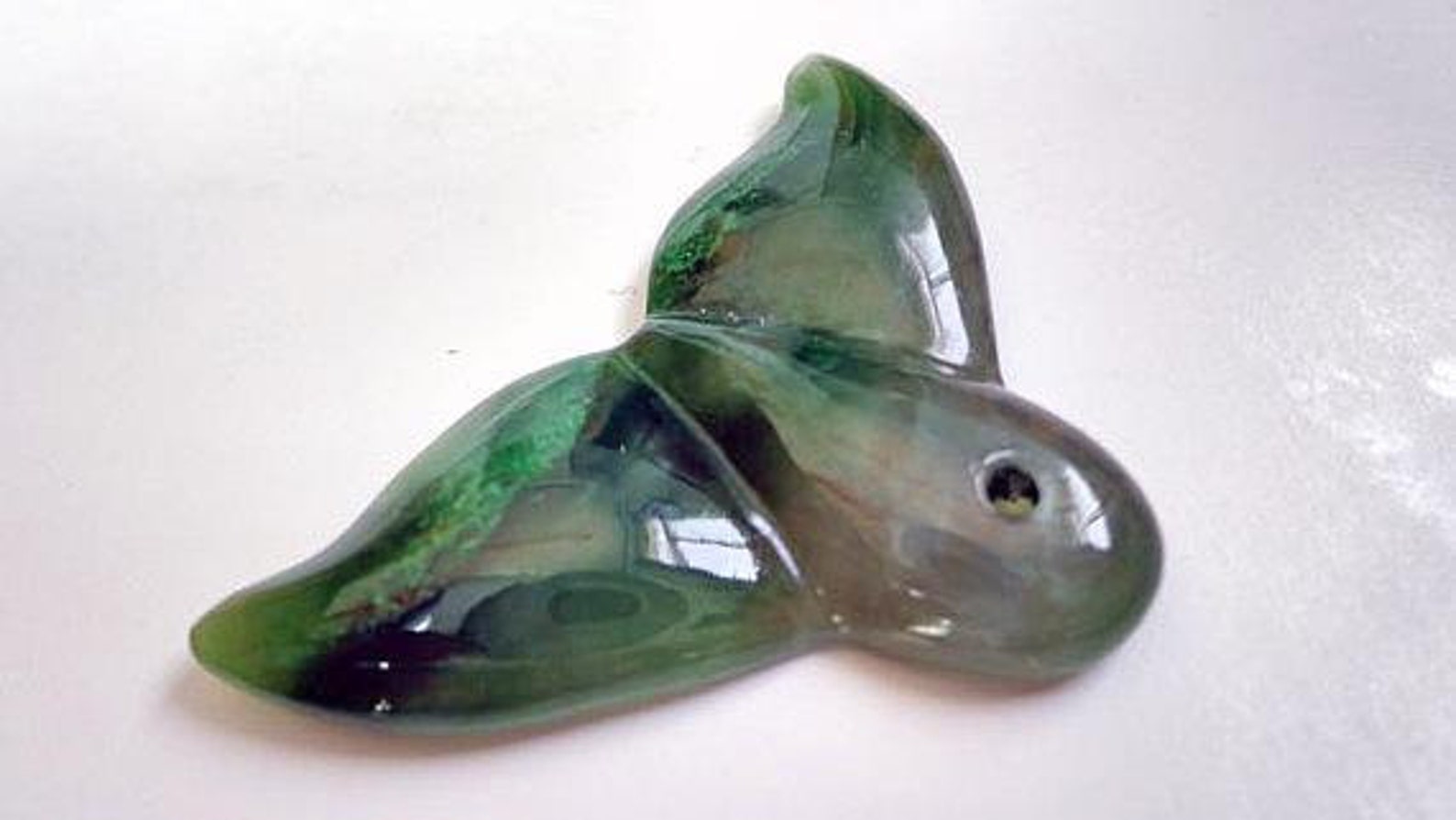 Nephrite Jade Dolphin Tail Pendant. S241 | Etsy