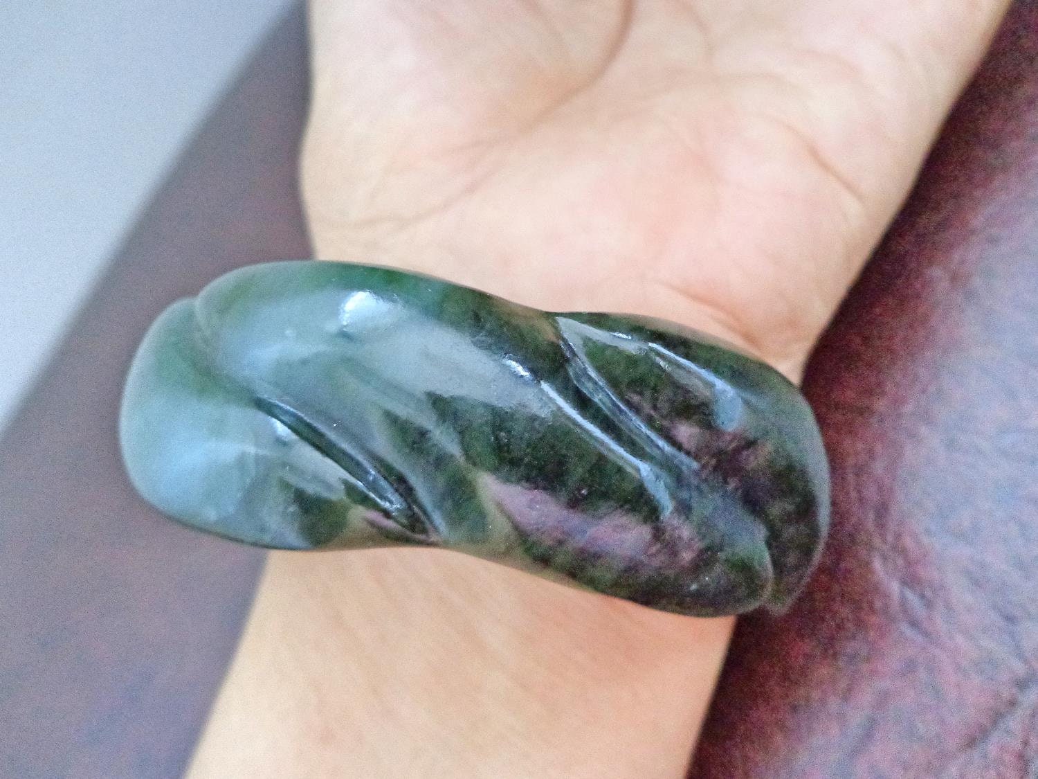 62 Mm Nephrite Jade Wave Bangle Bracelet. S149 - Etsy