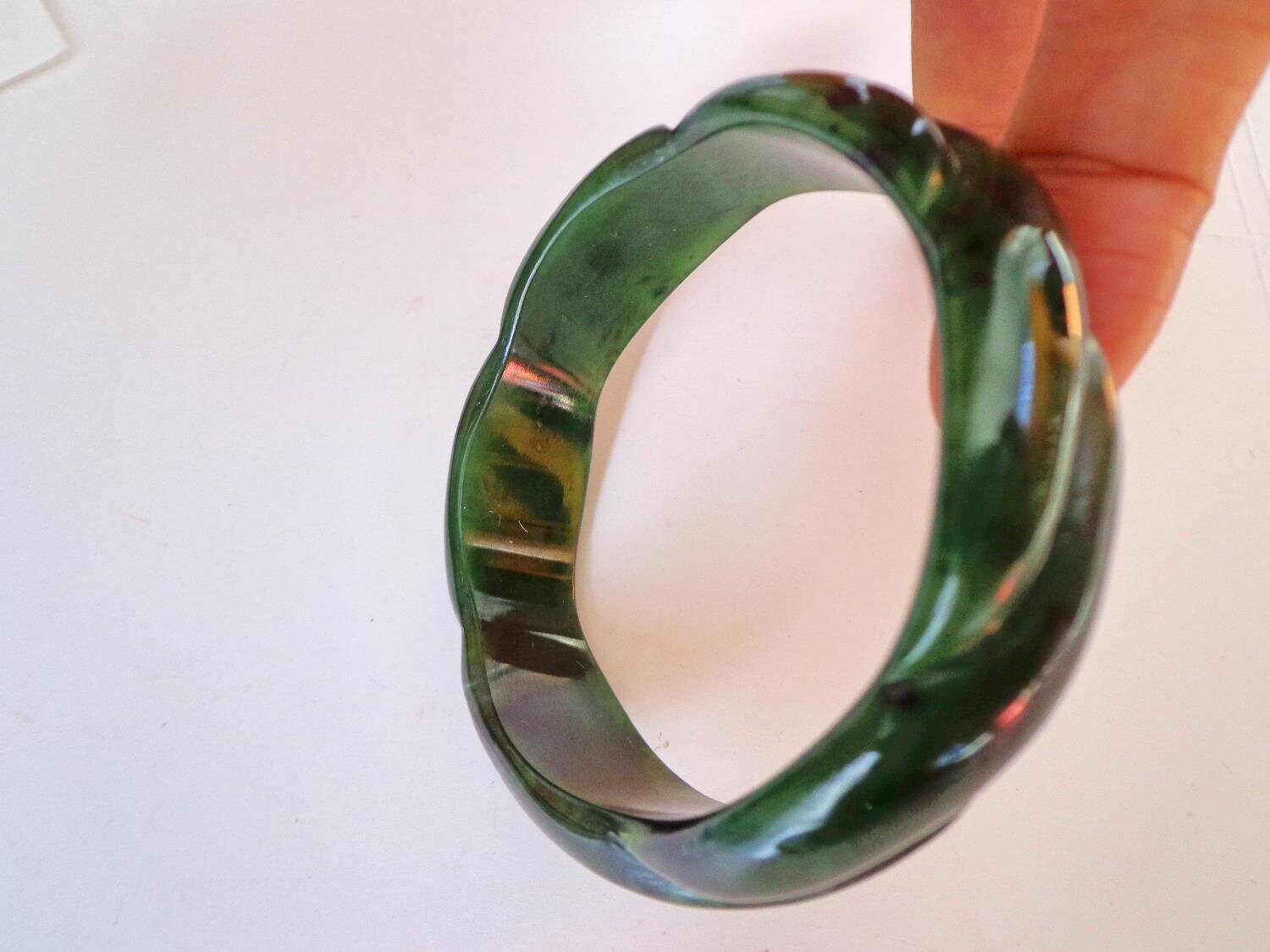61 mm Nephrite jade wave bangle bracelet. S151 | Etsy