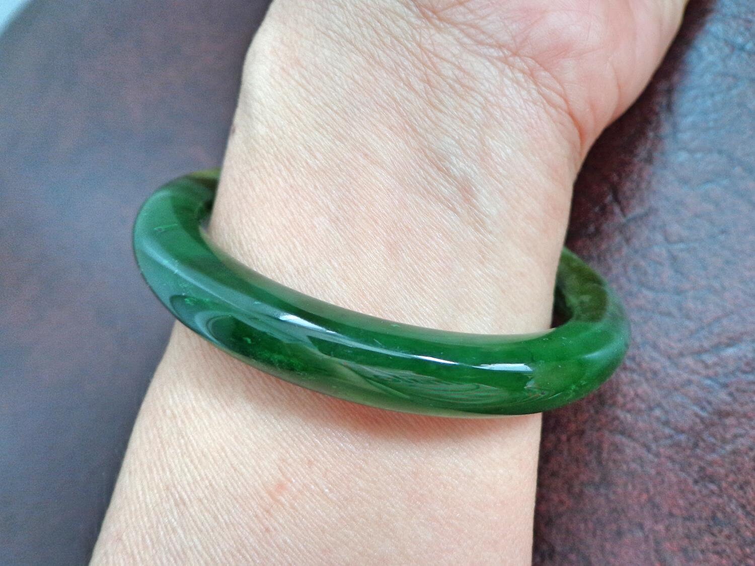 62 Mm Nephrite Jade Round Bangle Bracelet. S210 - Etsy