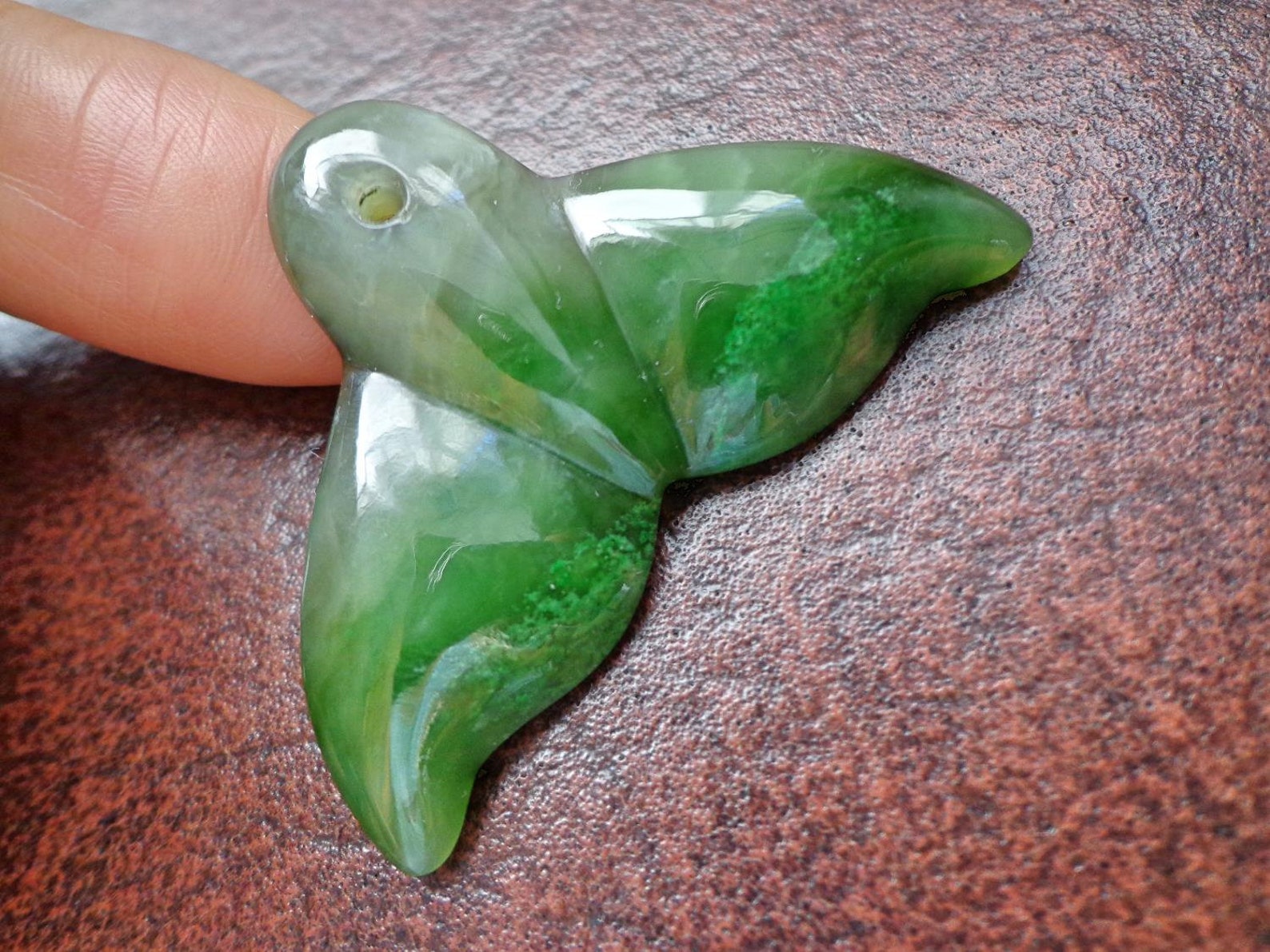 Nephrite Jade Dolphin Tail Pendant. S241 - Etsy