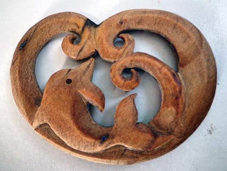 Pine Wood Dolphin Ocean Pendant. W67 - Etsy