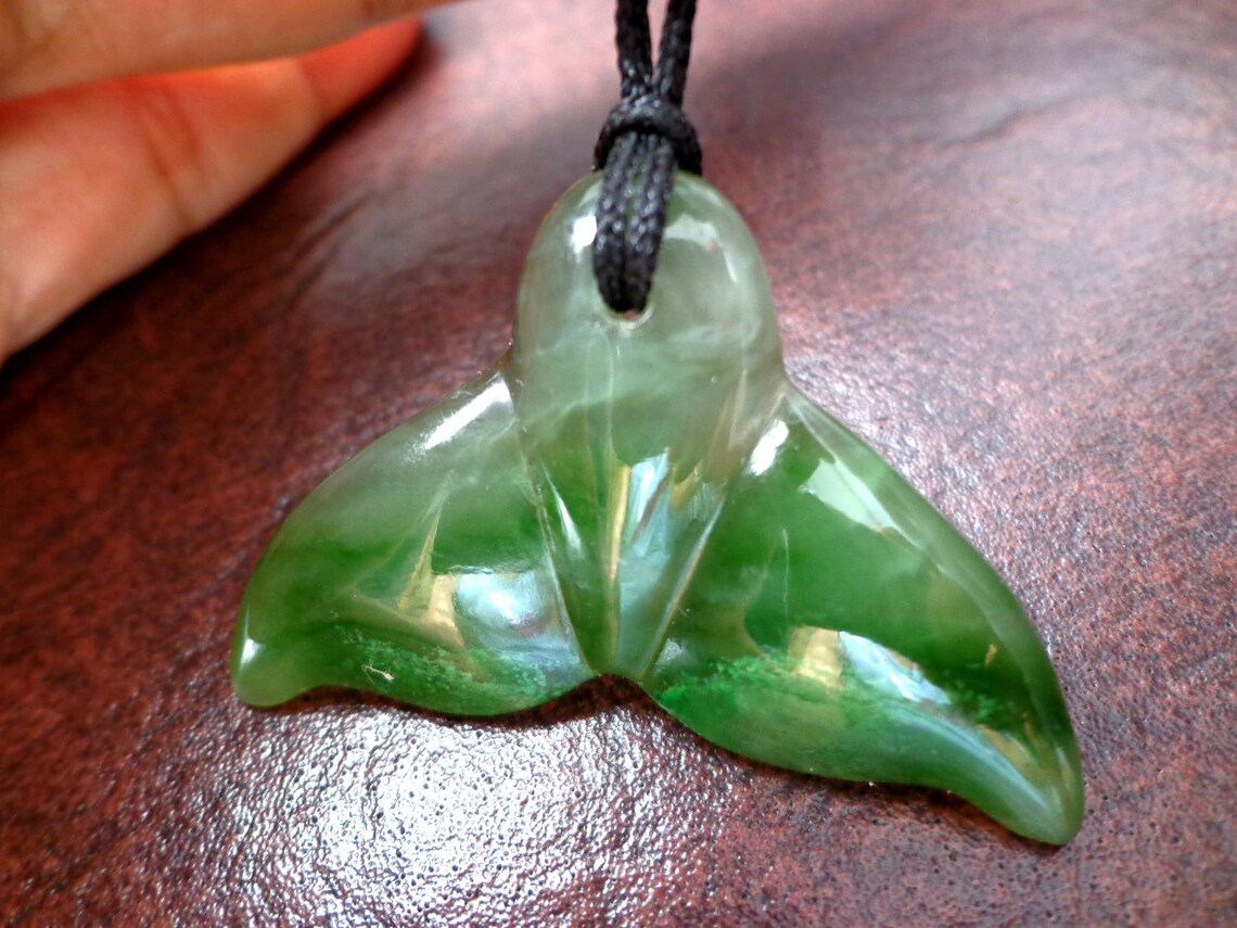 Nephrite Jade Dolphin Tail Pendant. S241 - Etsy