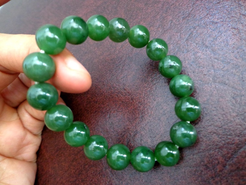 10 Mm Nephrite Jade Round Bead Bracelet. S394 - Etsy