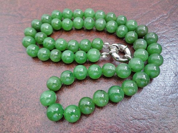 8 mm Nephrite jade round bead necklace. S117 | Etsy