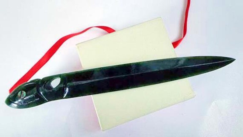 Nephrite Jade Paper Knife With Conch Eye .S223 - Etsy