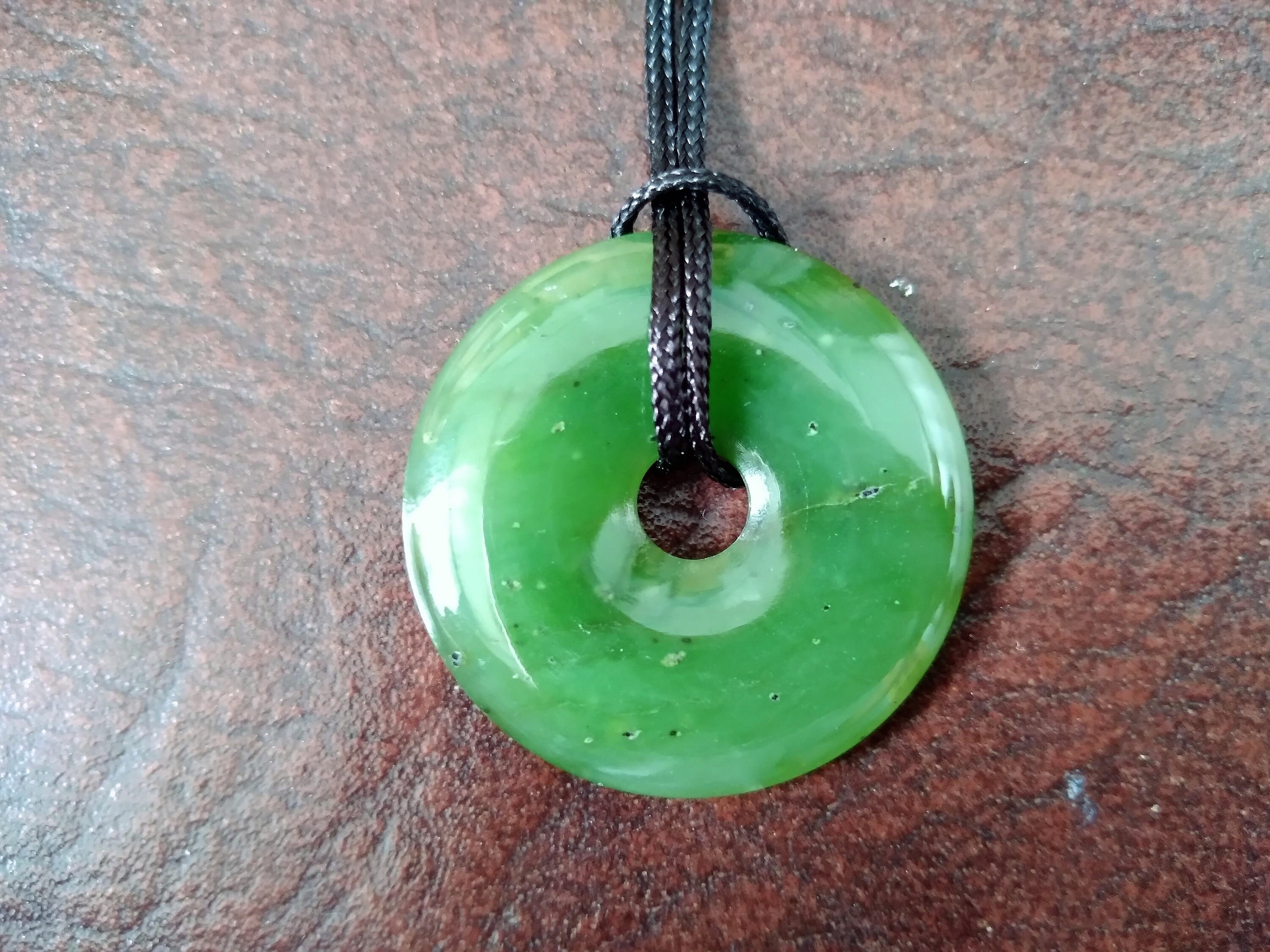 Nephrite Jade 30 Mm Pi Disc Pendant and 8 Mm Sparkle Faceted Round Bead ...