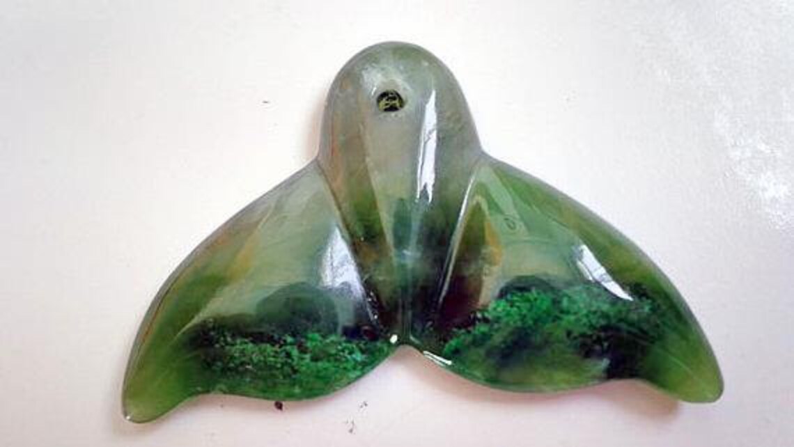 Nephrite Jade Dolphin Tail Pendant. S241 | Etsy