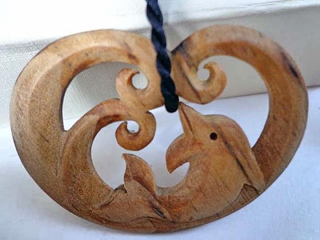 Pine Wood Dolphin Ocean Pendant. W67 - Etsy