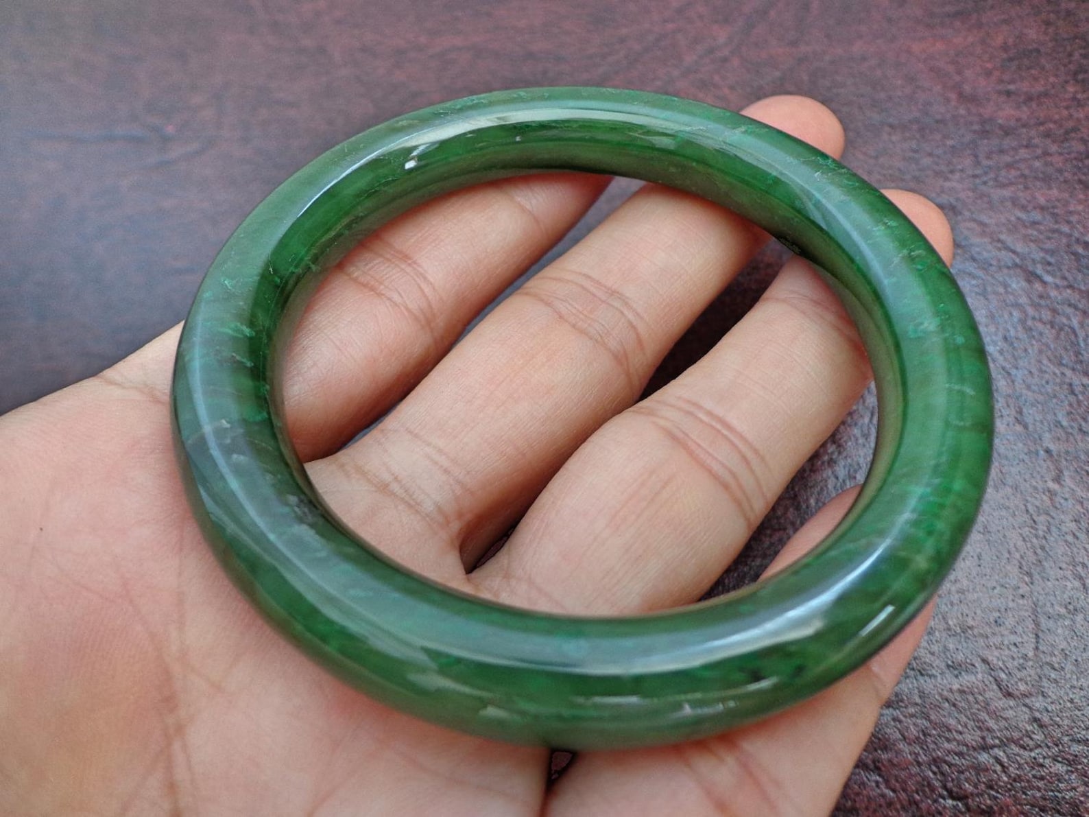56 Mm Nephrite Jade Round Bangle Bracelet. S130 - Etsy