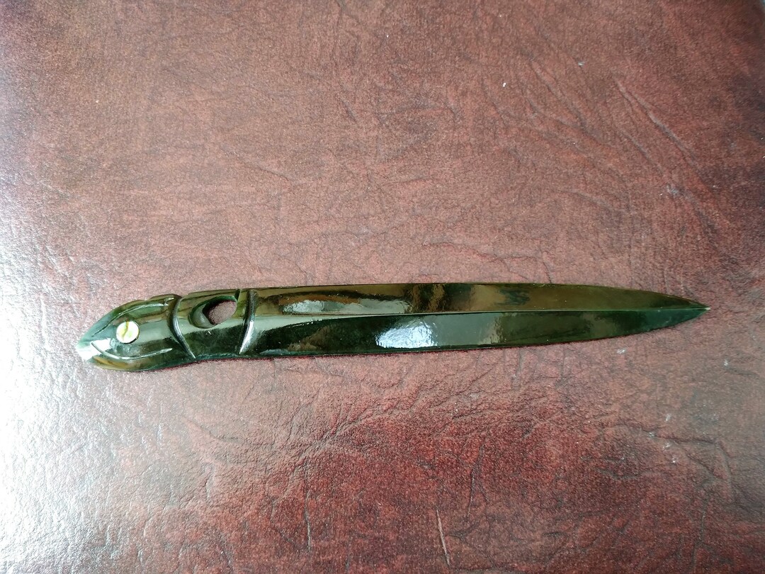 Nephrite Jade Paper Knife With Conch Eye .S223 - Etsy