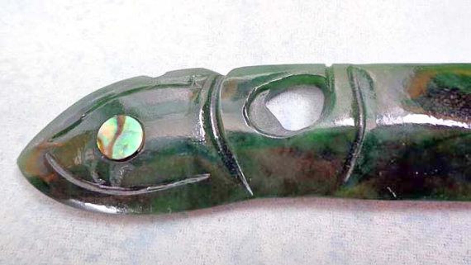 Nephrite Jade Paper Knife With Conch Eye .S223 - Etsy