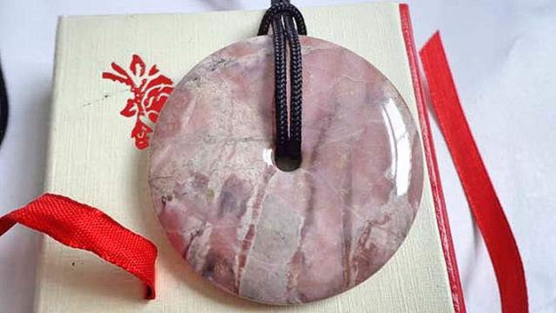 50 Mm Rhodonite Pi Disc Pendant. S203 | Etsy