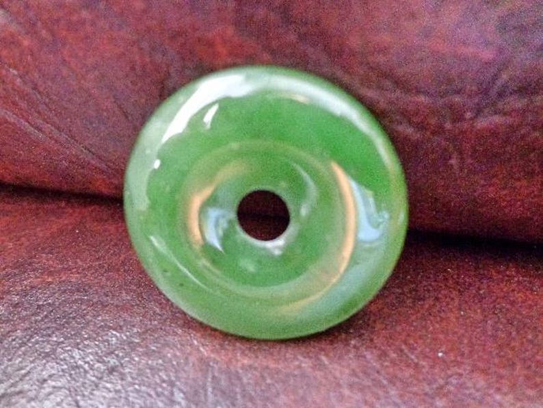 Nephrite Jade 30 Mm Pi Disc Pendant and 8 Mm Sparkle Faceted Round Bead ...
