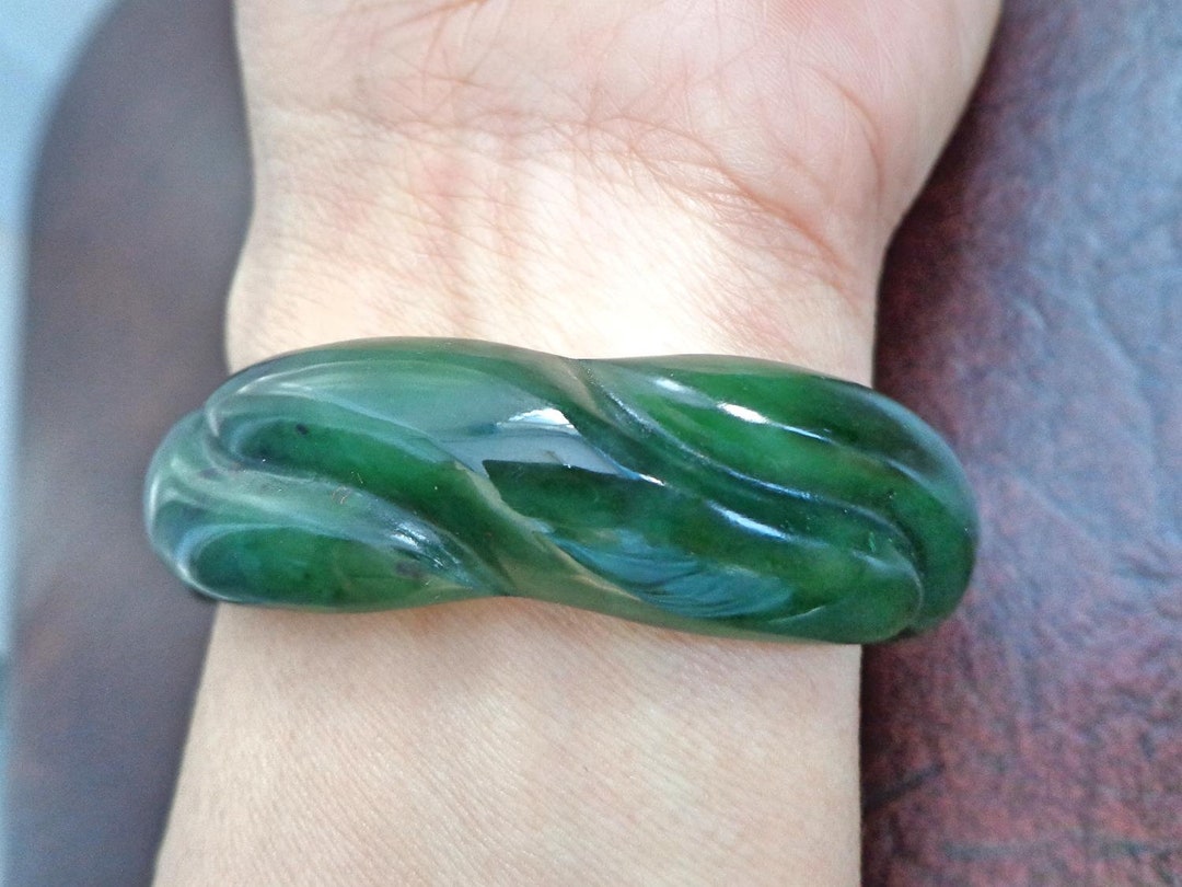61 Mm Nephrite Jade Wave Bangle Bracelet. S151 - Etsy