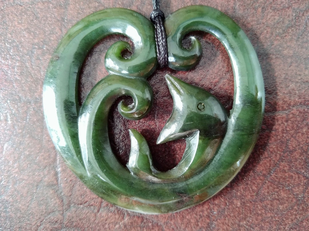 Nephrite Jade Dolphin Ocean Wave Pendant. S365 - Etsy
