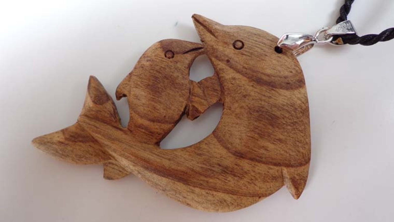 NZ Pine Wood Baby and Mother Dolphin Pendant. W59 - Etsy
